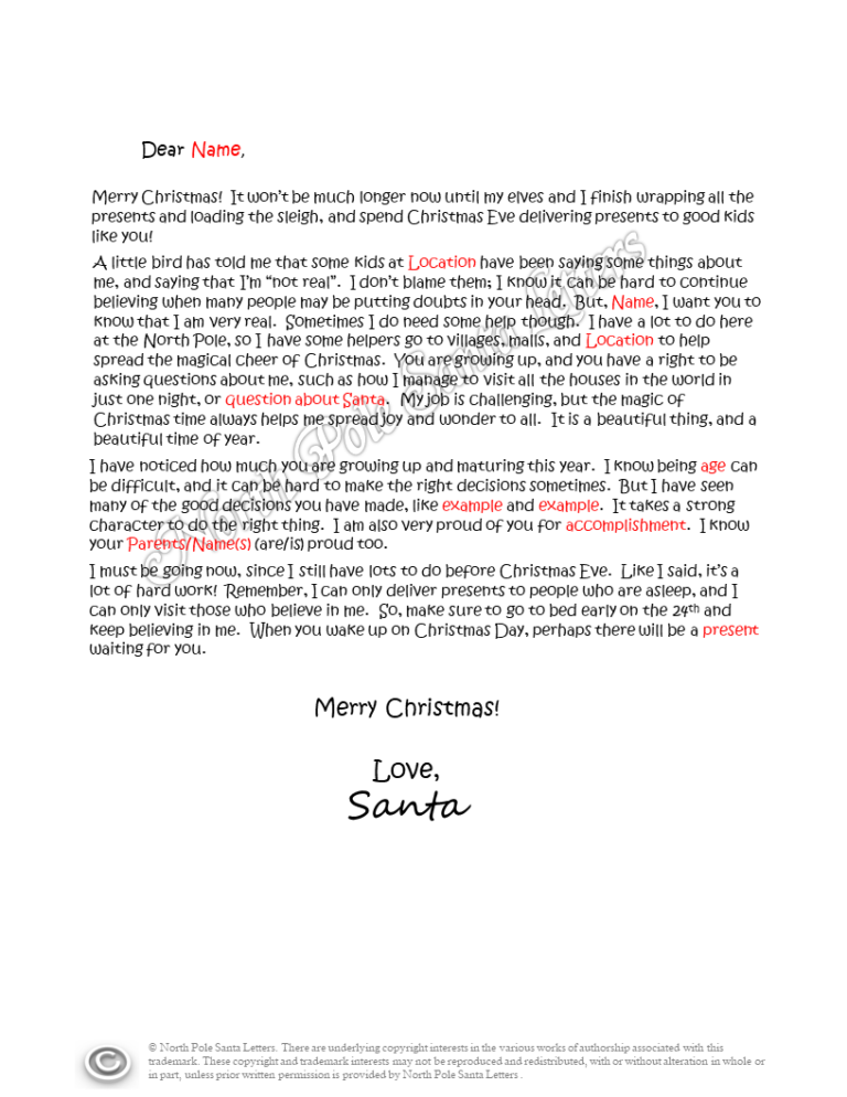 Santa's Helpers - North Pole Santa Letters