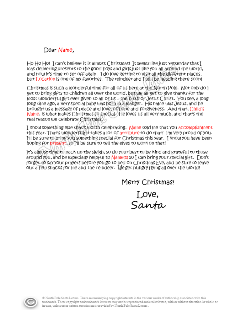 The Birth of Jesus - North Pole Santa Letters