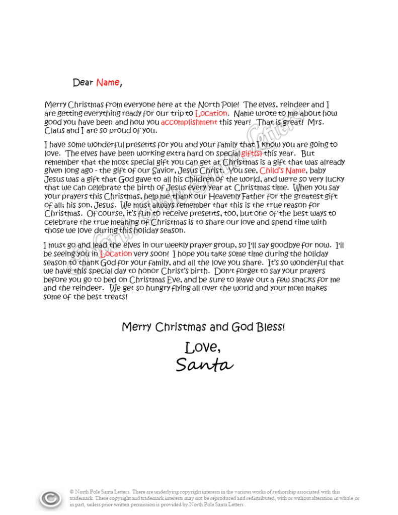 The Gift of Jesus - North Pole Santa Letters