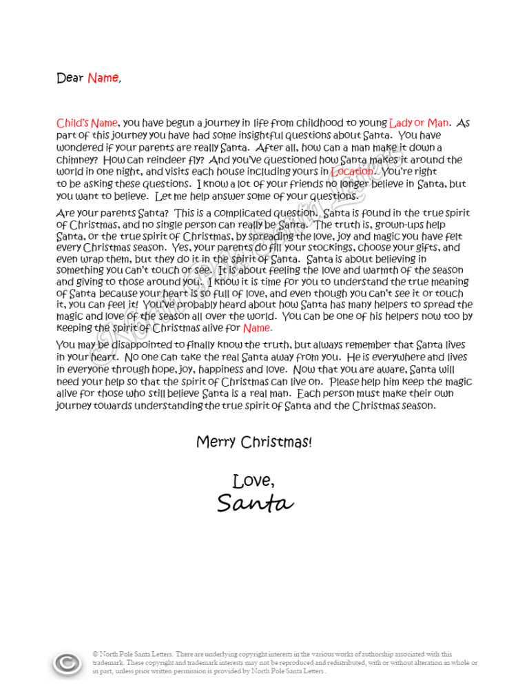 The True Spirit of Christmas - North Pole Santa Letters